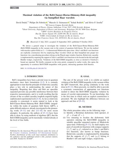 Pdf Maximal Violation Of The Bell Clauser Horne Shimony Holt
