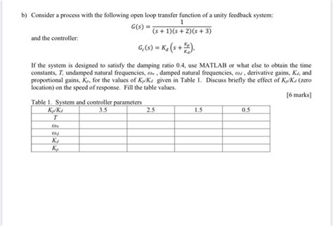 Solved B Consider A Process With The Following Open Loop Chegg
