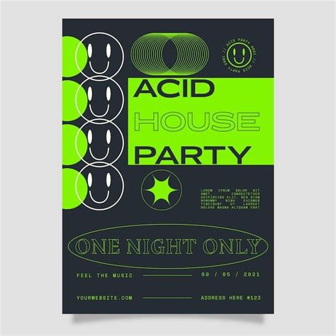 플랫 산 하우스 파티 이모티콘 포스터 무료 벡터