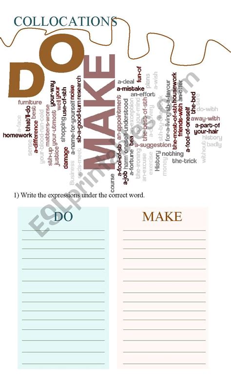 Collocations Do And Make Esl Worksheet By Silvit