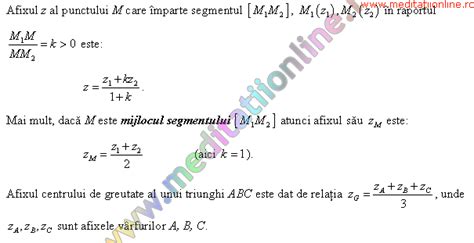 Formule Matematica Numere Complexe Afixul Punctului Care Imparte Un
