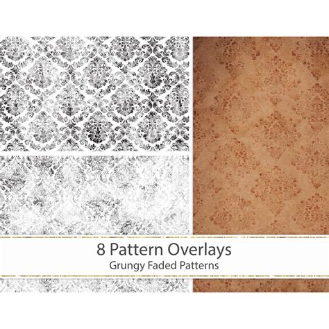Grungy Pattern Overlays Png Paper Patterns Damask Overlays Etsy