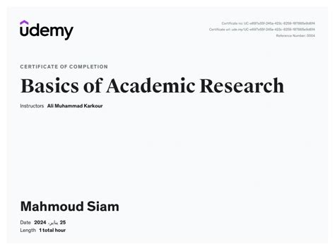 I Completed Fundamentals Of Academic Research Course On Udemy
