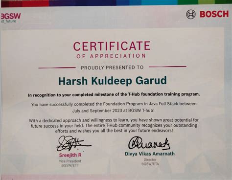 Harsh Garud On Linkedin Javafullstack Learningjourney Newbeginnings Thankful Bgsw Bosch