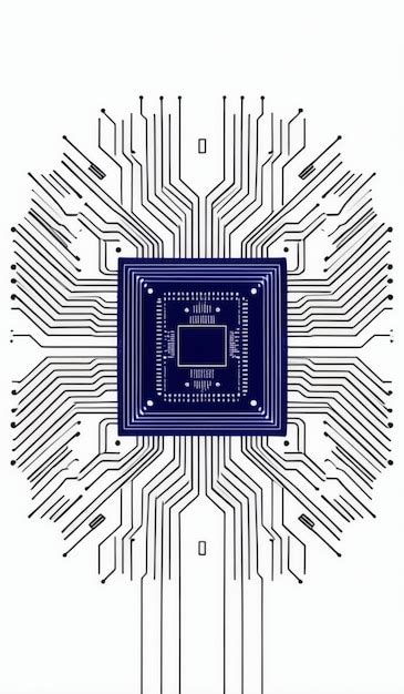 Circuit Board Glowing Purple And Blue With Central Processor Premium Ai Generated Image