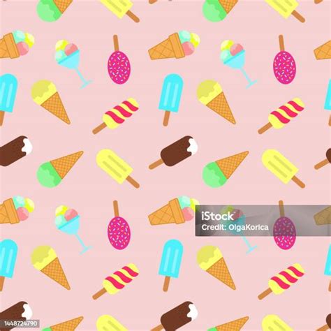 아이스크림 매끄러운 패턴 아이스캔디 꽃병에 아이스크림 한 스쿱 초콜릿 아이싱 와플 컵 달콤한 차가운 디저트 직물 섬유 인쇄 포장지 커버 웹 사이트 배경 용 디자인 0명에