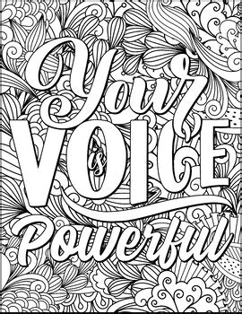 Positive Affirmation Coloring Page Your Voice Is Powerful By Eboni Dockery
