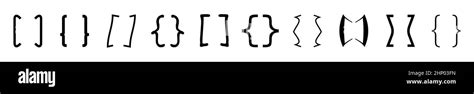 Curly Brace Set Vector Text Brackets Collection For Messages Quotas Oval Square Retro