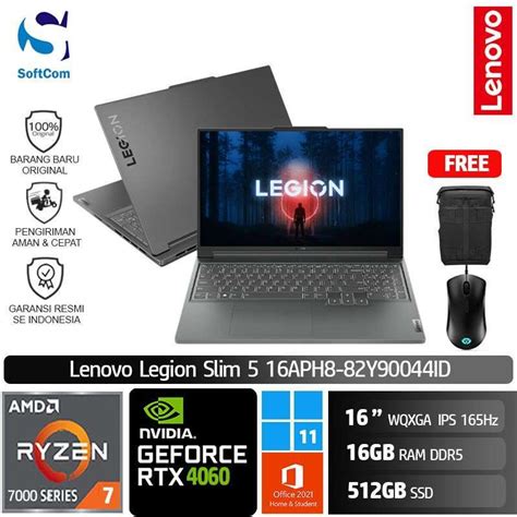 Promo Lenovo Legion Slim 5 44id Laptop Gaming Ryzen 7 7840hs 16gb 512gb Rtx4060 8gb 16 Wqxga