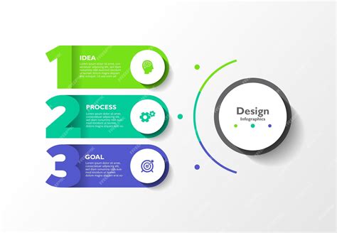 3단계로 추상적인 배경 화려한 디자인을 위한 인포그래픽 비즈니스 템플릿 처리 프리미엄 벡터