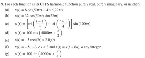 Solved For Each Function Is Its CTFS Harmonic Function Chegg Com