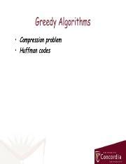 Week 04 Greedy DynamicProg.pdf - Greedy Algorithms Compression problem Huffman codes Definitions ...