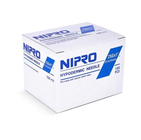 Nipro Hypodermic Needles Only 25g X 1″ Without Safety 100 Bx Ah 2525
