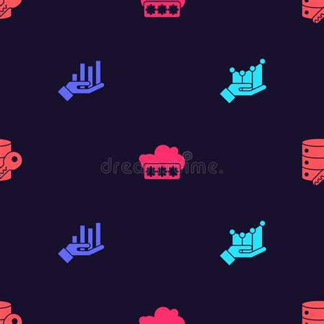 Set Pie Chart Infographic Password Protection And Server Security With Key On Seamless