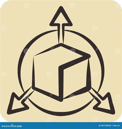 Icon Three Dimensional Object Related To 3d Visualization Symbol Hand Drawn Style Simple