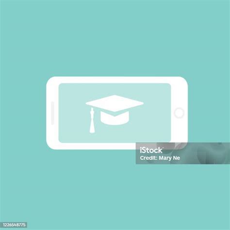 졸업 모자 또는 박격포 보드와 파란색 스마트 폰 모니터 파란색으로 분리됩니다 교육에 대한 스톡 벡터 아트 및 기타 이미지 교육 교육 시설 노트북 Istock