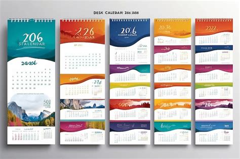 Modèle De Calendrier De Bureau 2026 Design Coloré Image Premium