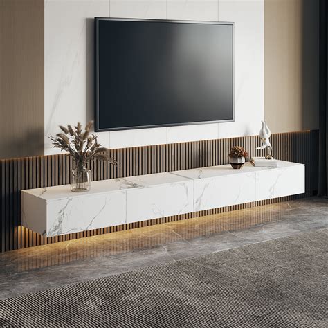 Sintered Stone Design Tv Cabinet With 6 Storage Compartments Floating