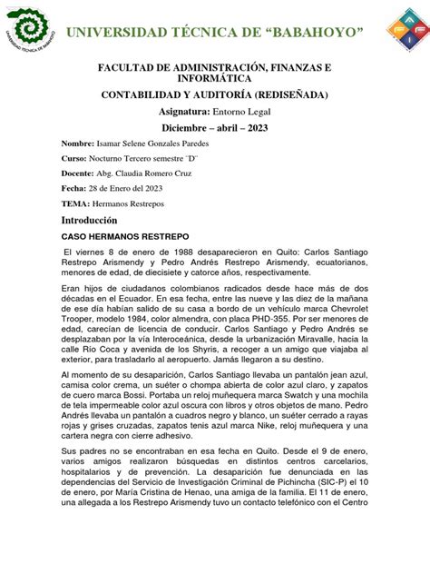 Caso Hermanos Restrepo Pdf Ecuador Justicia