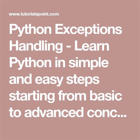Python Exceptions Handling Learn Python In Simple And Easy Steps