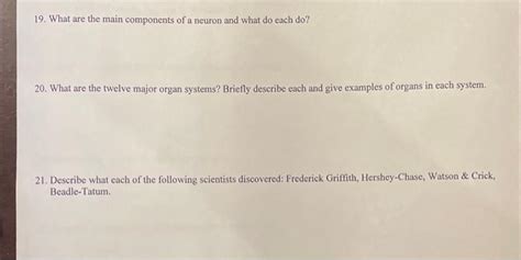 Solved What Are The Main Components Of A Neuron And What Chegg Com