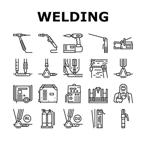 Premium Vector Welding Machine Tool Collection Icons Set Vector