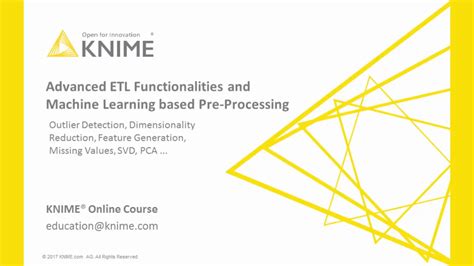 Advanced Etl Functionalities And Machine Learning Pre Processing Youtube