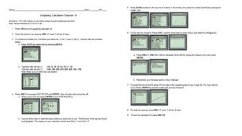 BUNDLE Graphing Calculator Tutorial And Practice Sheet Intro To The Calc