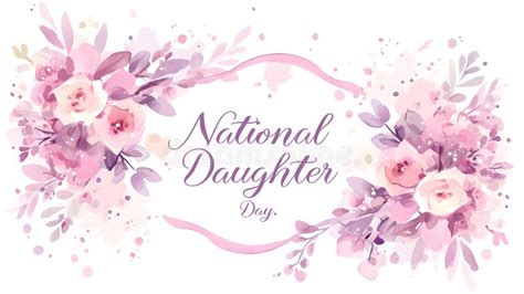 National Daughter Day Handwritten Letters On Soft Pink Watercolor