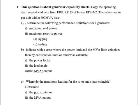 Solved 1 This Question Is About Generator Capability Charts