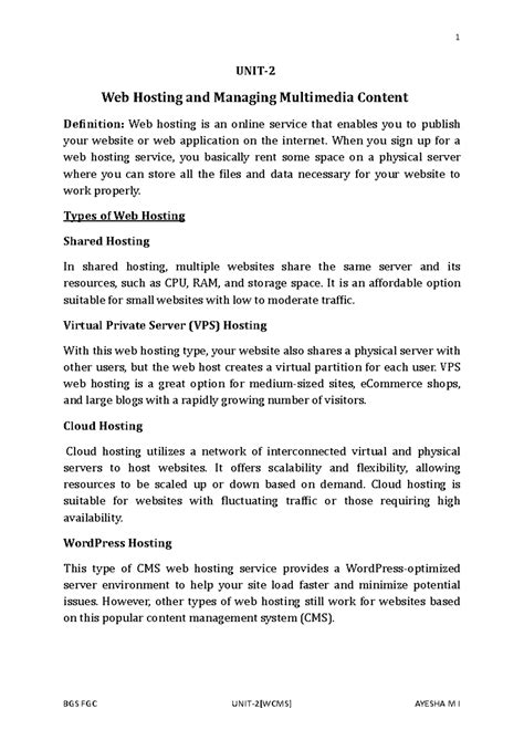 Wcms Unit 2 2 Its A Wcms Notes Unit 2 Web Hosting And Managing Multimedia Content