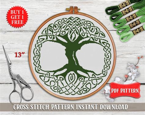Celtic Cross Stitch Pattern Tree Of Life Cross Stitch Celtic Etsy