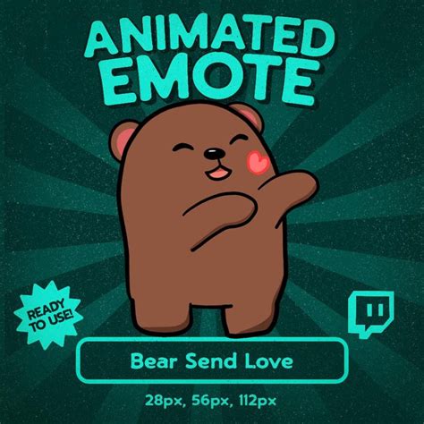 Kawaii Bear Animated Twitch Emote Send Love Hug  Etsy