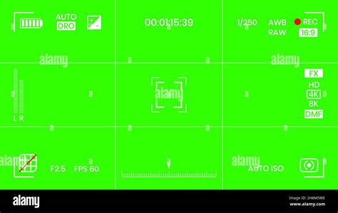 Green Colored Chroma Key Camera Rec Frame Viewfinder Overlay Background Screen Flat Style Design