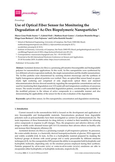 Use Of Optical Fiber Sensor For Monitoring The Degradation Of Ac Dex Biopolymeric Nanoparticles
