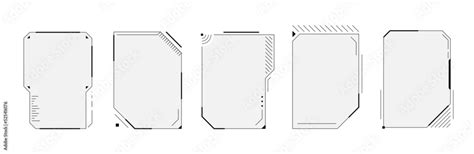 Hud Digital Futuristic User Interface Square Vertical Frame Set Sci Fi