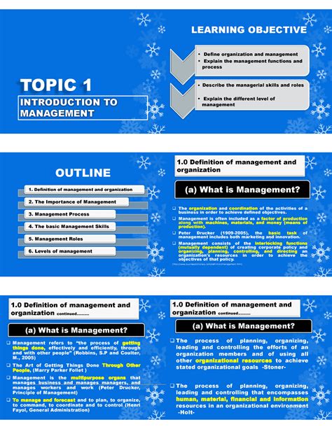 Intoduction To Management Pengenalan Kepada Management TOPIC INTRODUCTION TO MANAGEMENT