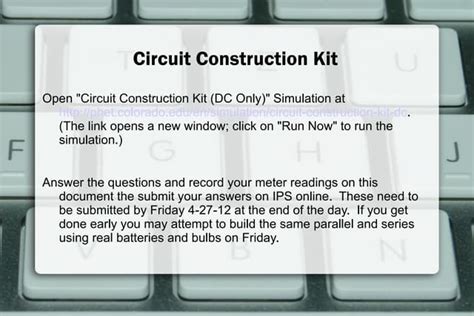 Circuit Construction Kit 4 27 2012 Ppt