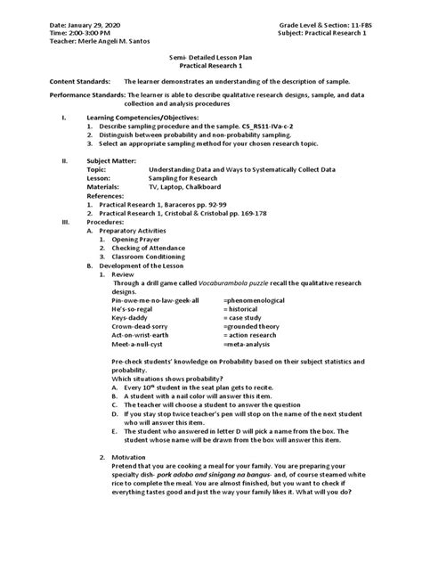 Sampling Pdf Sampling Statistics Lesson Plan