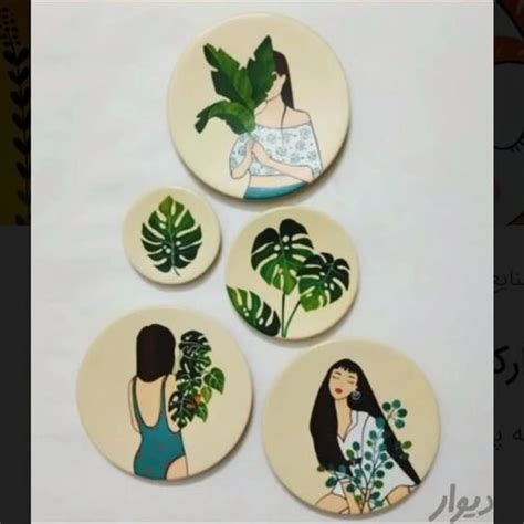 خرید و قیمت ست دیوارکوب سفال دختر سبز برگ گل و گیاه خانه سبز مینیمال