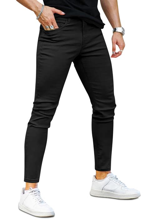 Mens Stretch Skinny Jean Black For Sale Gingtto