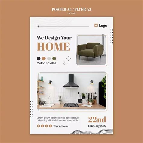 طرح لایه باز تراکت دکوراسیون داخلی 2 تراکت مبلمان