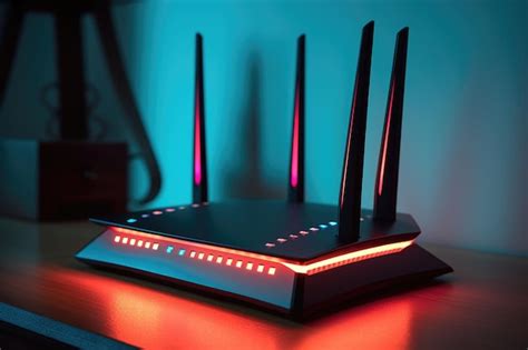 Premium AI Image Closeup Of A Wireless Router With Led Lights Created With Generative Ai