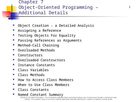 Ppt Chapter 7 Object Oriented Programming Additional Details Object