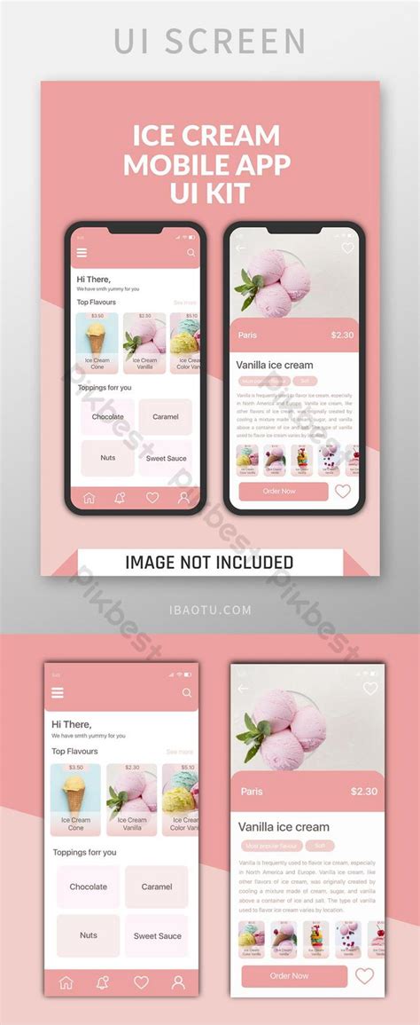 Ice Cream Mobile App Ui Kit Design Ui Ai Free Download Pikbest
