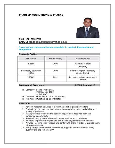 Pradeep Cv Purchase Assi Doc Logistics Business