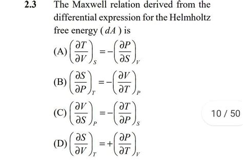 Solved 2 3 The Maxwell Relation Derived From The