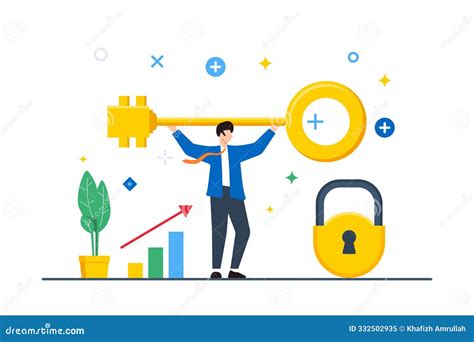 Unlocking Potential Conceptual Brain And Key Illustration Cartoon
