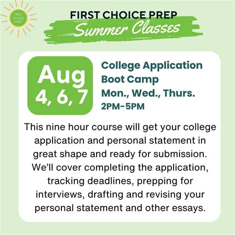 Aug 4 College Application Boot Camp Livingston Nj Patch