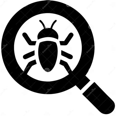 Vector Of Magnifying Glass With Bug Symbol For Software Debugging Stock